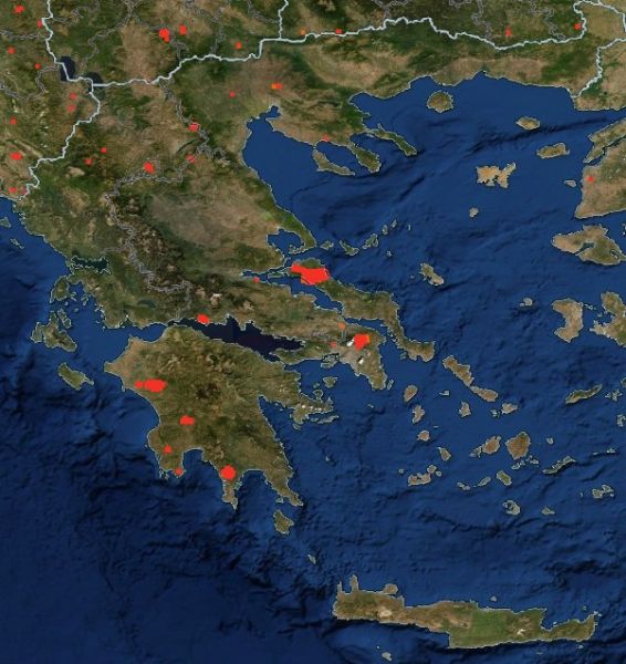 Στις φλόγες η Ελλάδα: Σοκάρει η απεικόνιση της NASA με τις ...