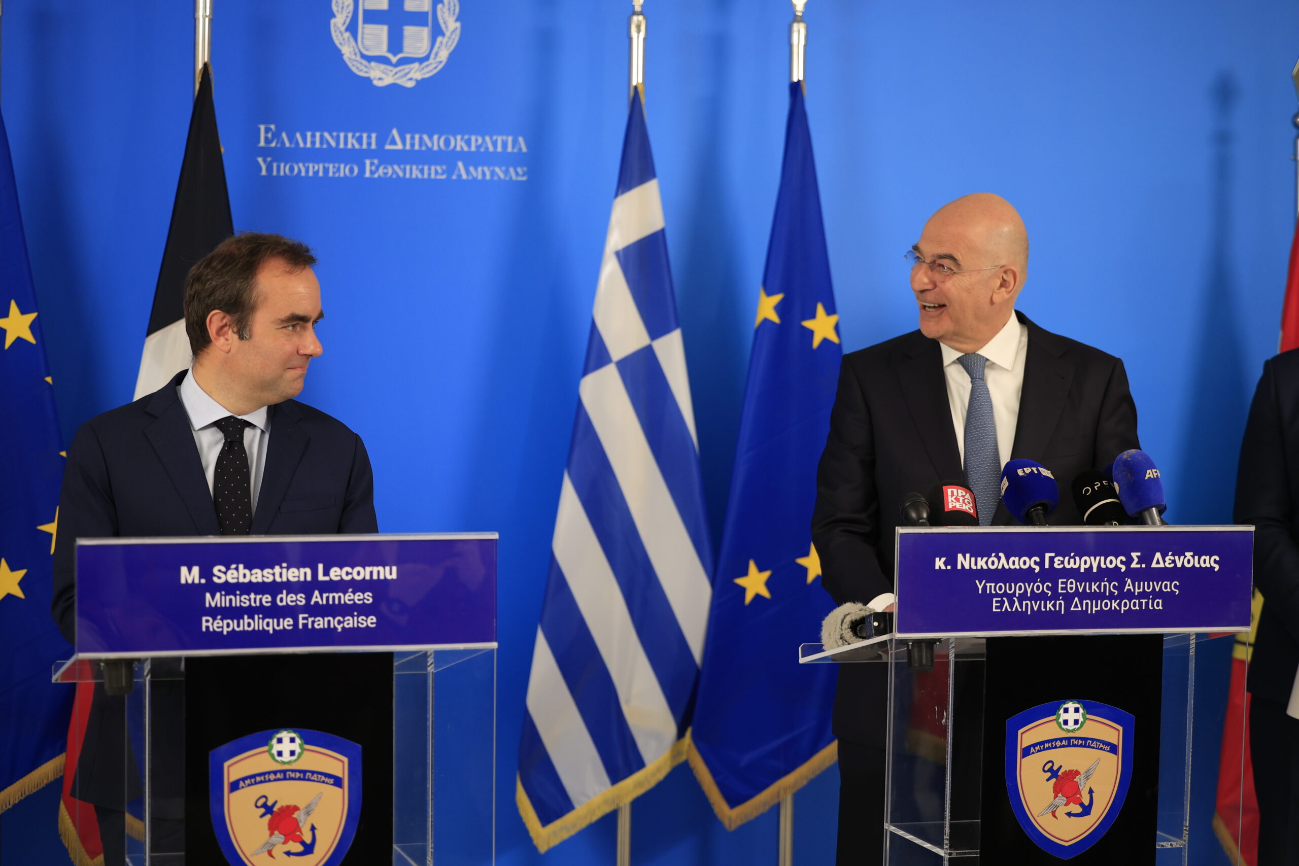 Συνάντηση του Νίκου Δένδια με τον υπουργό Ενόπλων Δυνάμεων της Γαλλίας ...